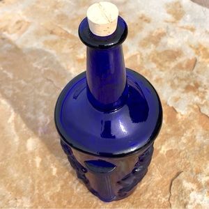 Vintage | Accents | Cobalt Blue Glass Decanter Bottle Frosted 3d Relief ...
